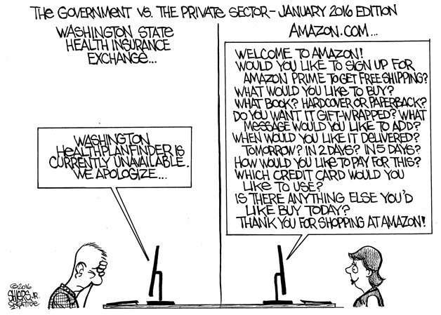 Government vs. the private sector | Cartoon | Mercer Island Reporter