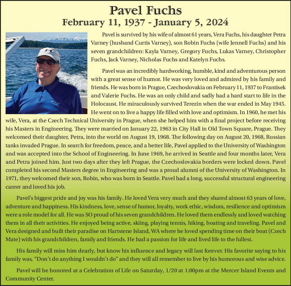 Pavel Fuchs | Obituary | Mercer Island Reporter Pavel Fuchs | Obituary | Mercer Island Reporter