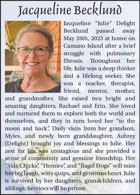 Jacqueline Becklund | Obituary | Mercer Island Reporter