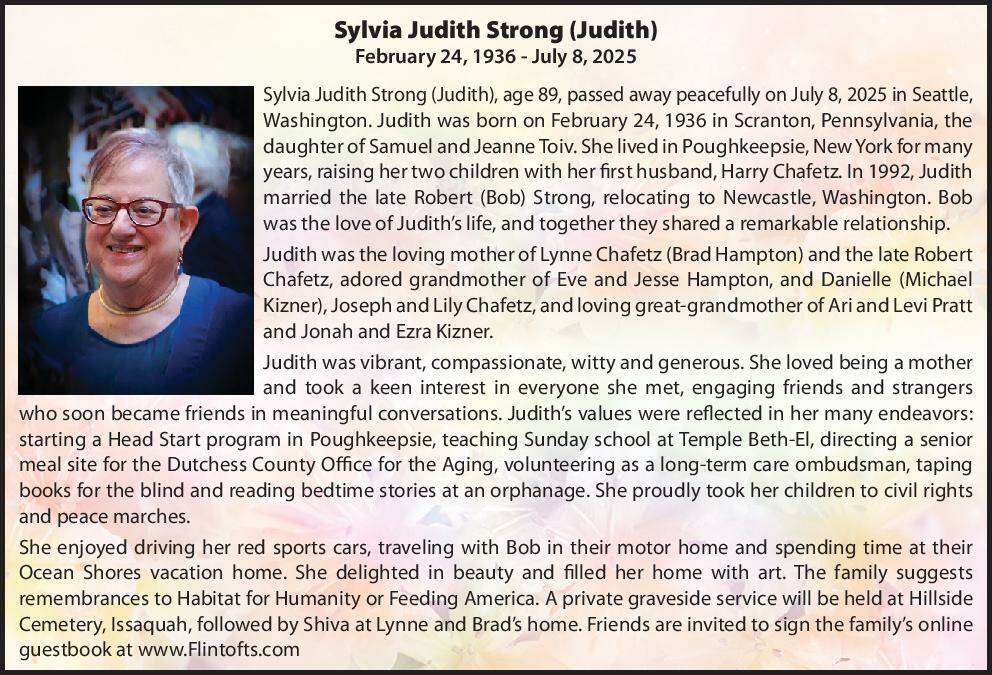 Sylvia Judith Strong (Judith) | Obituary | Mercer Island Reporter
