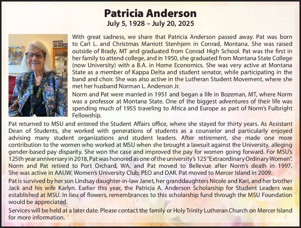 Patricia Anderson | Obituary | Mercer Island Reporter