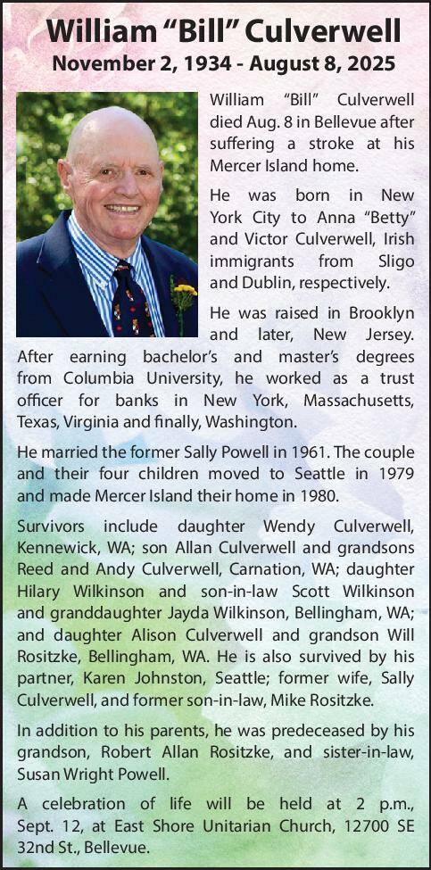 William Culverwell | Obituary | Mercer Island Reporter