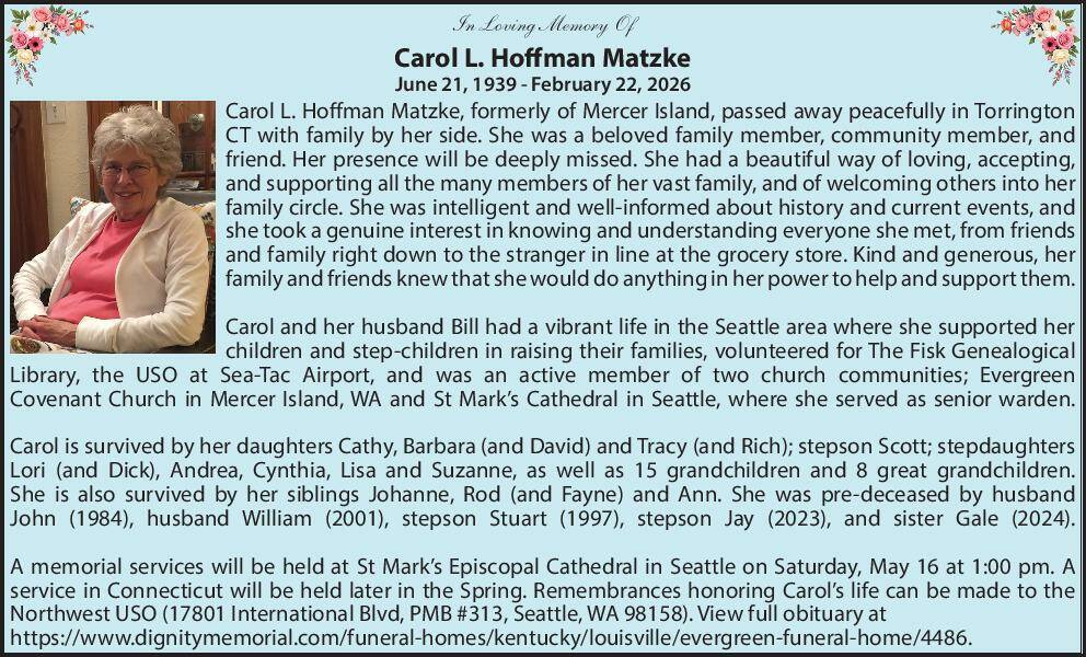 Obituaries | Mercer Island Reporter