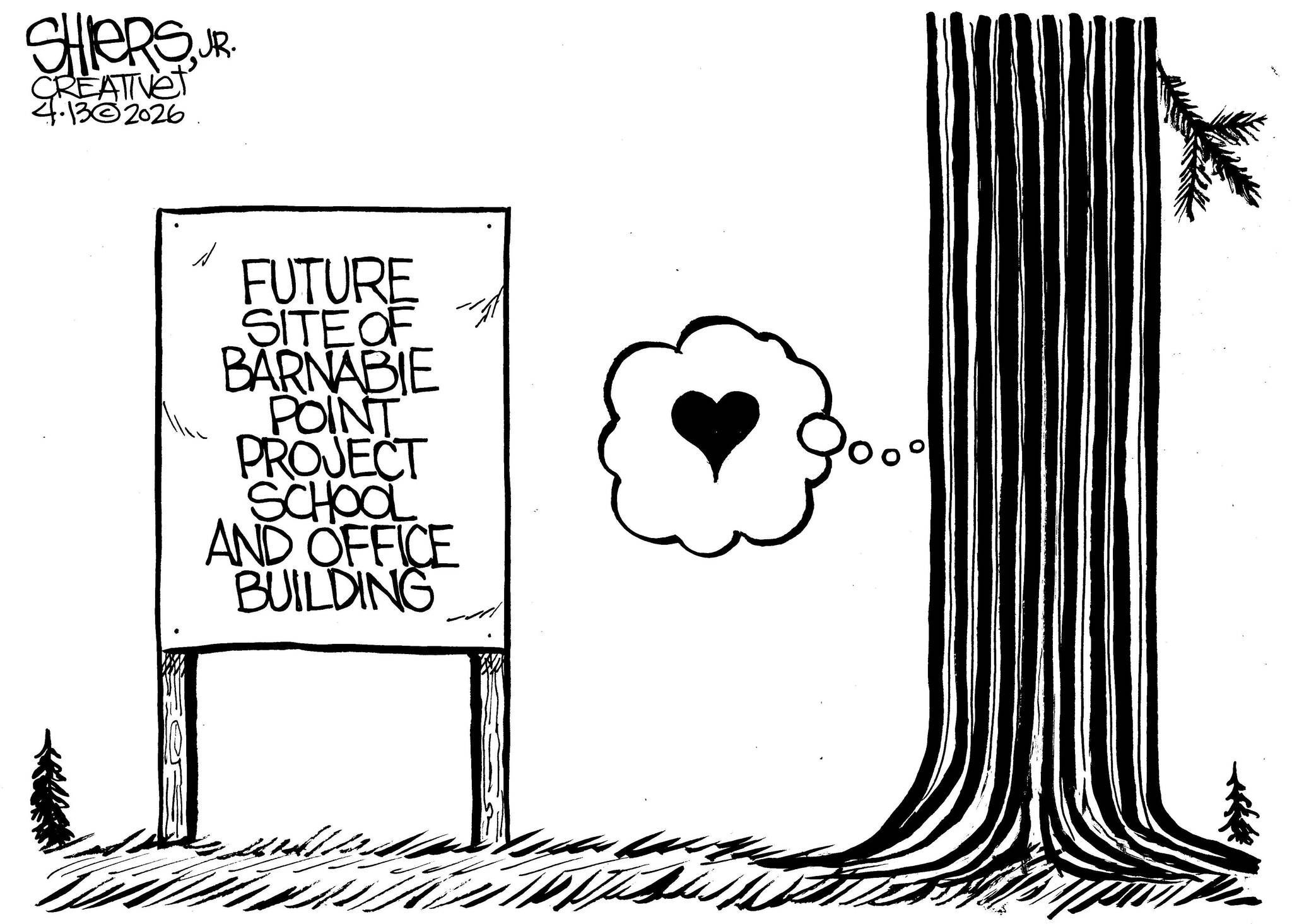 Trees and the Barnabie Point Project | Cartoon by Frank Shiers | Mercer ...